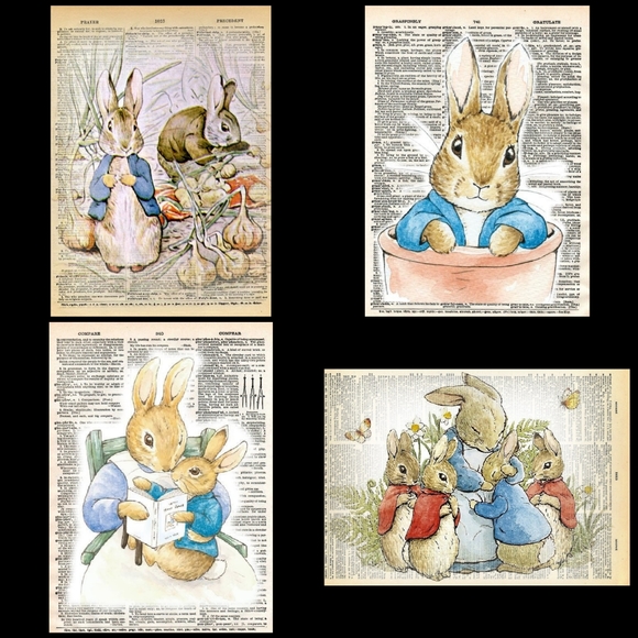 Other | Peter Rabbit Dictionary Book Page Art Decor | Poshmark